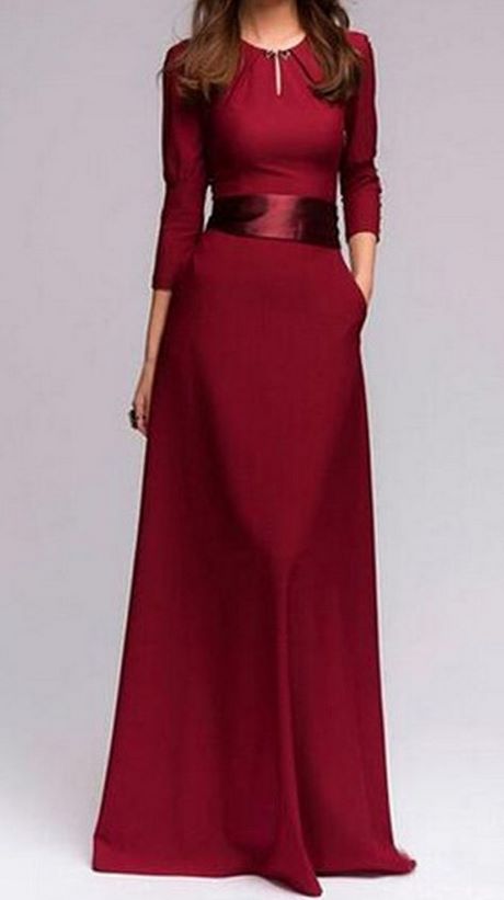 Langarm kleid bordeaux - Stil und Schönheit
